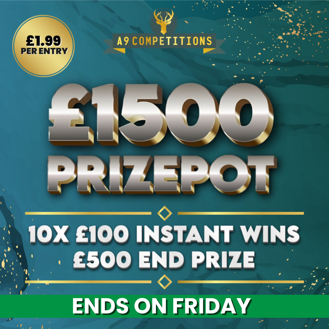 £1500 Prize Pot – 10 x £100 Instant Wins + £500 End Prize – A9 Competitions