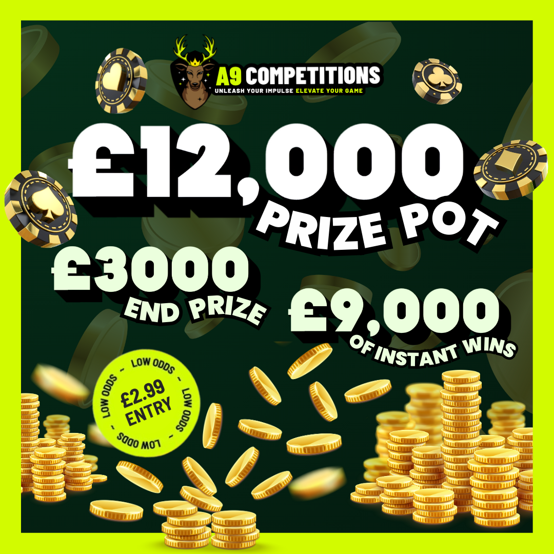 £12K PRIZE POT – £3K END PRIZE – 30 X £300 INSTANTS – A9 Competitions